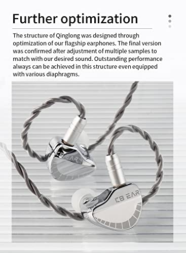 KBEAR Qinglong in Ear Wired Headphone,PU+PEEK Double-Layer Composite Diaphragm in Ear Monitor Stage IEM,Noise Cancellation HiFi Headset with Detachable Cable for Singer Musicial