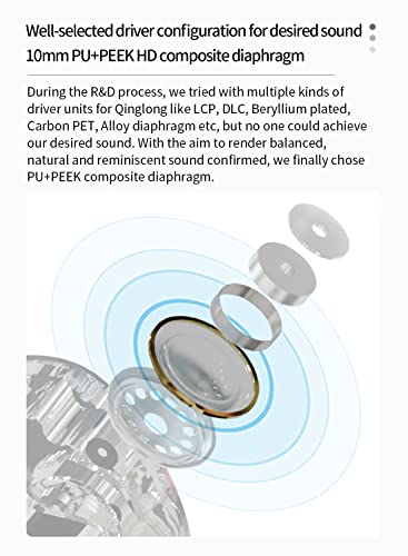 KBEAR Qinglong in Ear Wired Headphone,PU+PEEK Double-Layer Composite Diaphragm in Ear Monitor Stage IEM,Noise Cancellation HiFi Headset with Detachable Cable for Singer Musicial