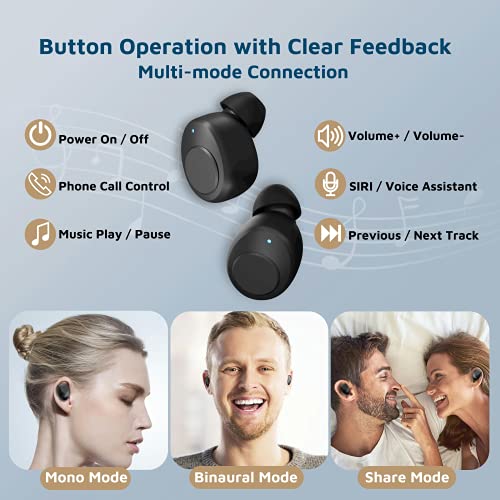 Lasuney T20 True Wireless Earbuds, IPX7 Waterproof Bluetooth Earbuds, 35H Cyclic Playtime Headphones with Charging Case and mic for iPhone Android, in-Ear Stereo Earphones Headset for Sport
