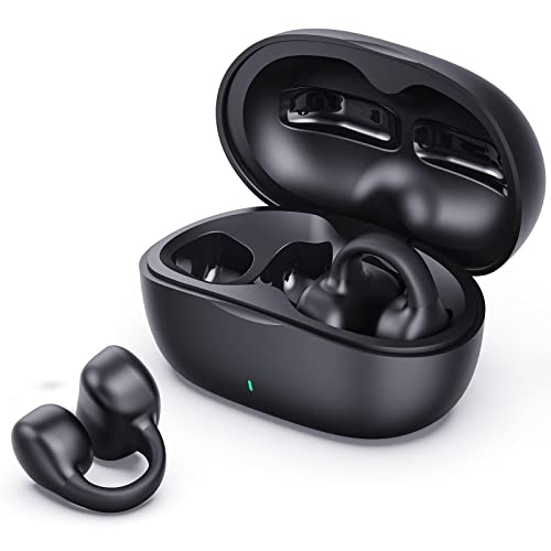 Wireless Ear-Clip Bone Conduction Headphones Bluetooth 5.3, Open Ear Clip on Earbuds,Waterproof Mini Sport Running Earring Earphone, HiFi Sound/Long Battery Life