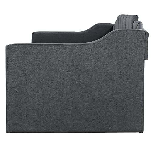 FIQHOME Daybed with Trundle,Upholstered Twin Daybed with Trundle, Modern Wood Sofa Bed for for Living Room and Bedroom,No Spring Box Needed, Black