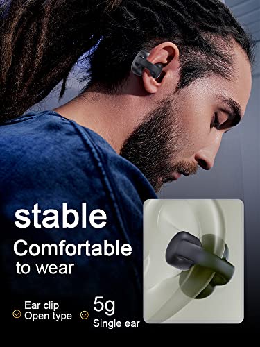 Wireless Ear-Clip Bone Conduction Headphones Bluetooth 5.3, Open Ear Clip on Earbuds,Waterproof Mini Sport Running Earring Earphone, HiFi Sound/Long Battery Life