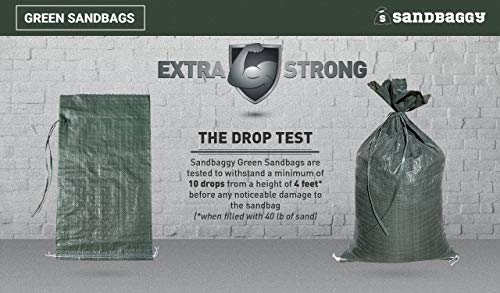 Sandbaggy - Empty Poly Sandbags W/UV Protection - Size: 14" x 26" - Color: Green - Military Grade (50 Bags)