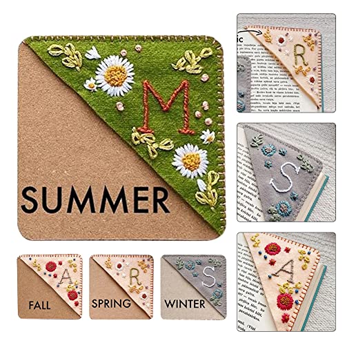 Personalized Hand Embroidered Corner Bookmark Cute Flower Letter Felt Bookmarks Embroidered Bookmark Corner