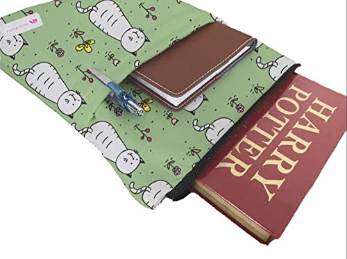Cute Cats with Flowers Book Sleeve - Book Cover for Hardcover and Paperback - Book Lover Gift - Notebooks and Pens Not Included