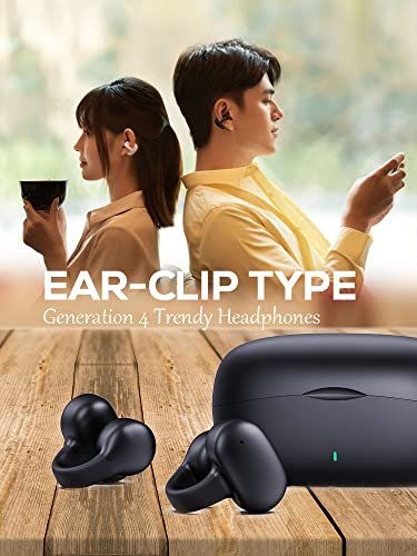 Wireless Ear-Clip Bone Conduction Headphones Bluetooth 5.3, Open Ear Clip on Earbuds,Waterproof Mini Sport Running Earring Earphone, HiFi Sound/Long Battery Life