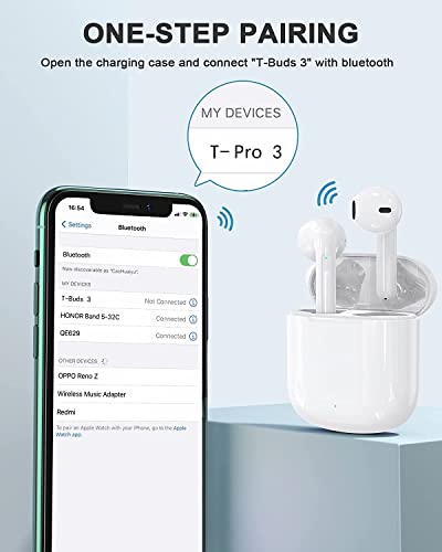 Wireless Earbuds Bluetooth, 5.2 Headphones,Noise Cancellation ,30H Playtime Pop-ups Auto Pairing in-Ear Hi-Fi Stereo Sound Mic IPX7 Waterproof Headset for iPhone/Samsung/iOS/Android