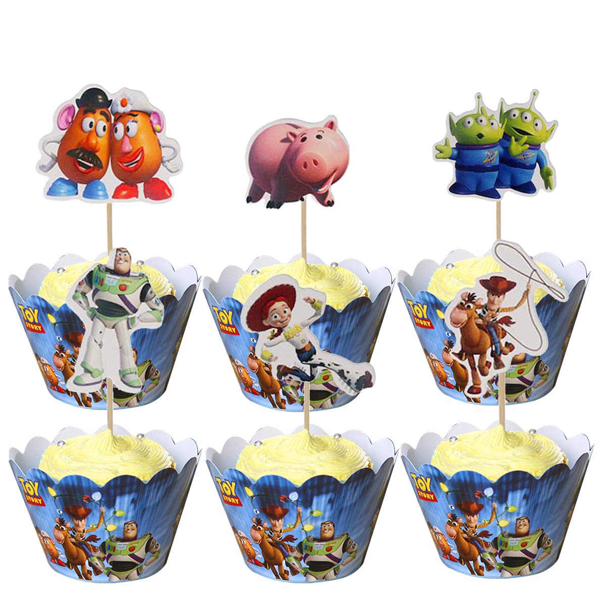 48pcs Cake Toppers For Toy Story,Kids Birthday Party Cake Decoration Supplies