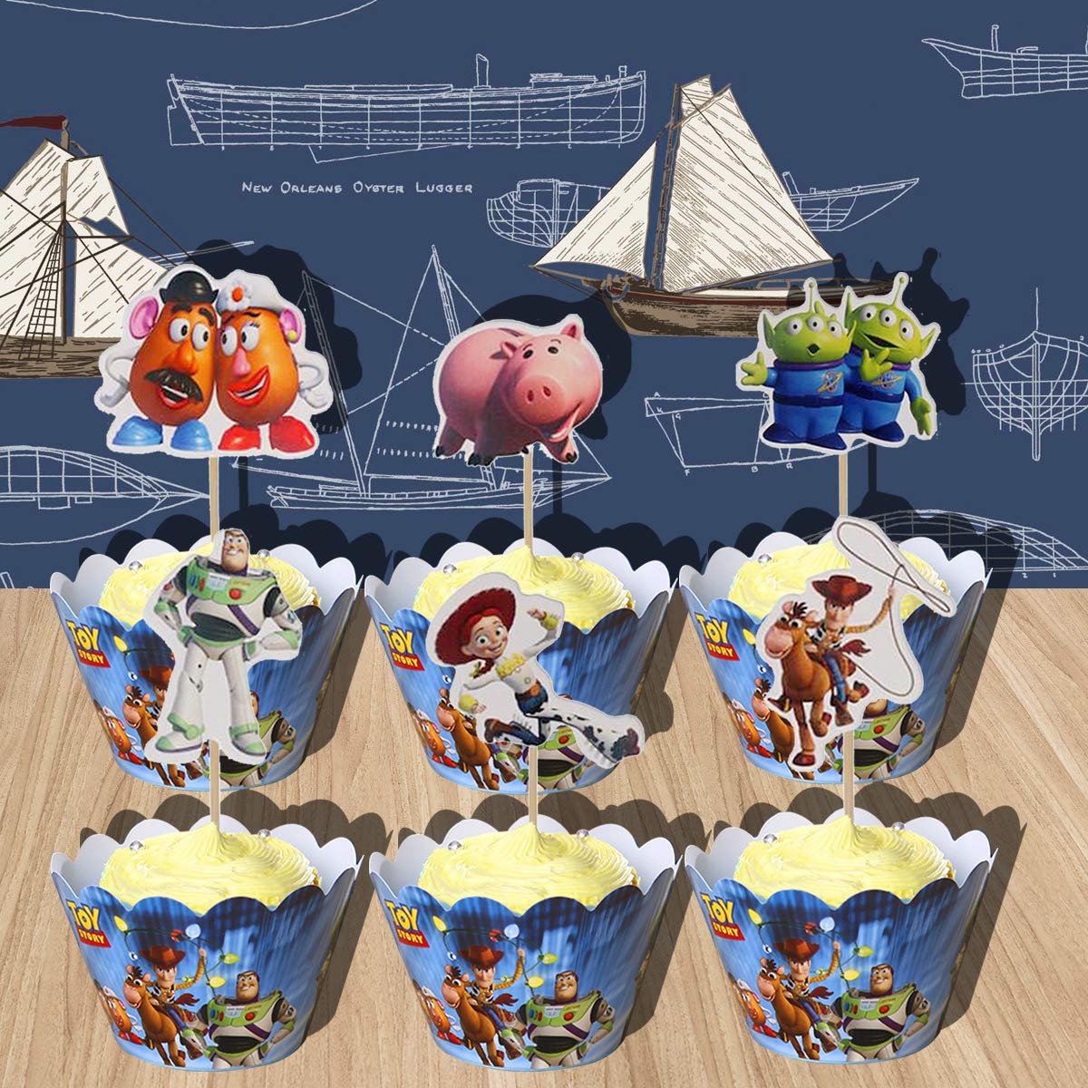 48pcs Cake Toppers For Toy Story,Kids Birthday Party Cake Decoration Supplies
