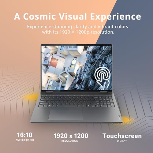 Lenovo Yoga 7i 2-in-1 360° 16" WUXGA Touchscreen Laptop, Intel Core-i5 1335U, 8GB RAM, 2TB PCIe SSD, Backlit Keyboard, Fingerprint Reader, Win 11, Storm Grey, 32GB Snowbell USB Card