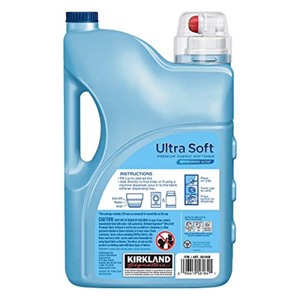 Kirkland Signature Ultra Soft Premium Liquid Fabric Softener: Odor Eliminating Refreshing Scent - 187 fl. oz (220 Loads)