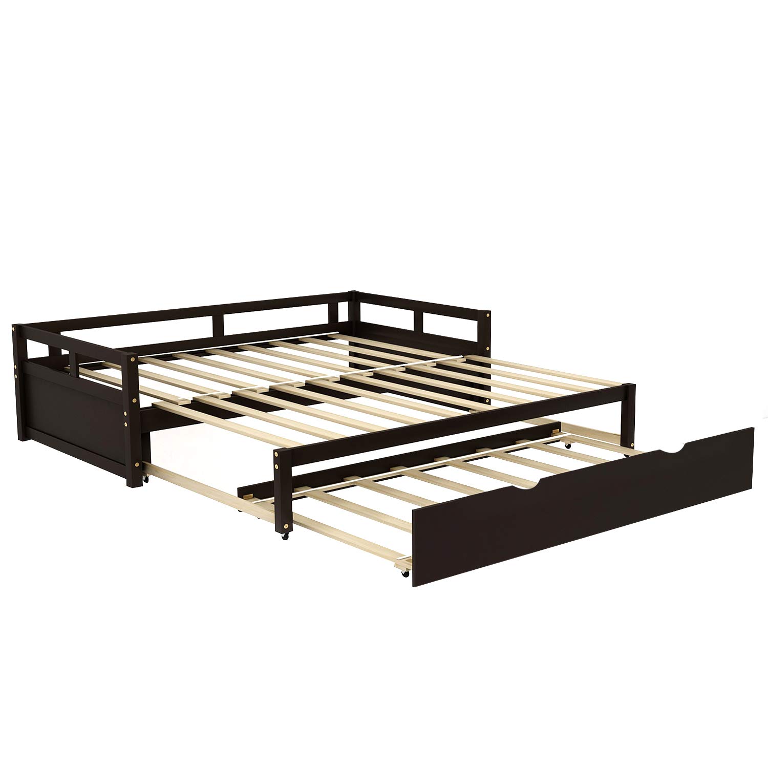 SOFTSEA Twin to King Daybed with Trundle, Extendable Twin Daybed to King Daybed Sofa Bed Frame No Box Spring Needed