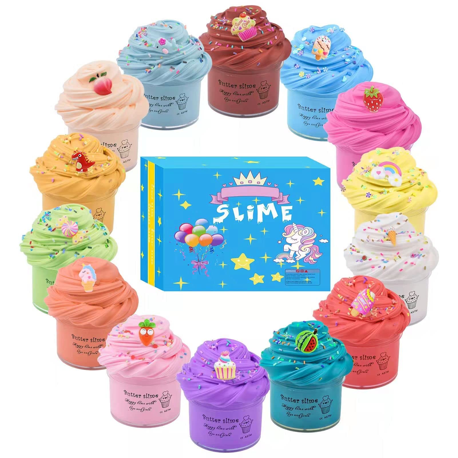 14 Pack Slime Kit Super Mini Butter Slime,Scented Funny Slimes,Soft and Non-Sticky for Girls and Boys,Party Favor Gifts