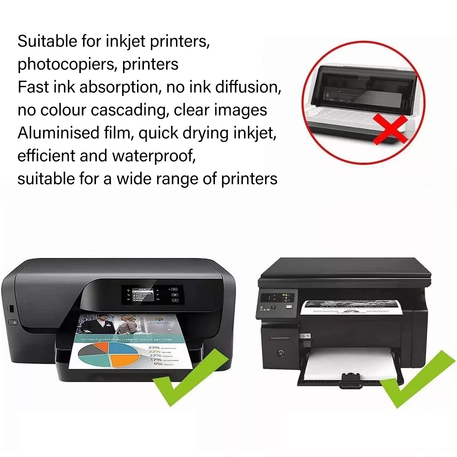 22 Sheets A4 Inkjet Adhesive Printing Paper Printable Holographic Sticker Paper Waterproof Dry Scratch Resistant Inkjet Laser Printer Holographic Stick Adhesive Paper