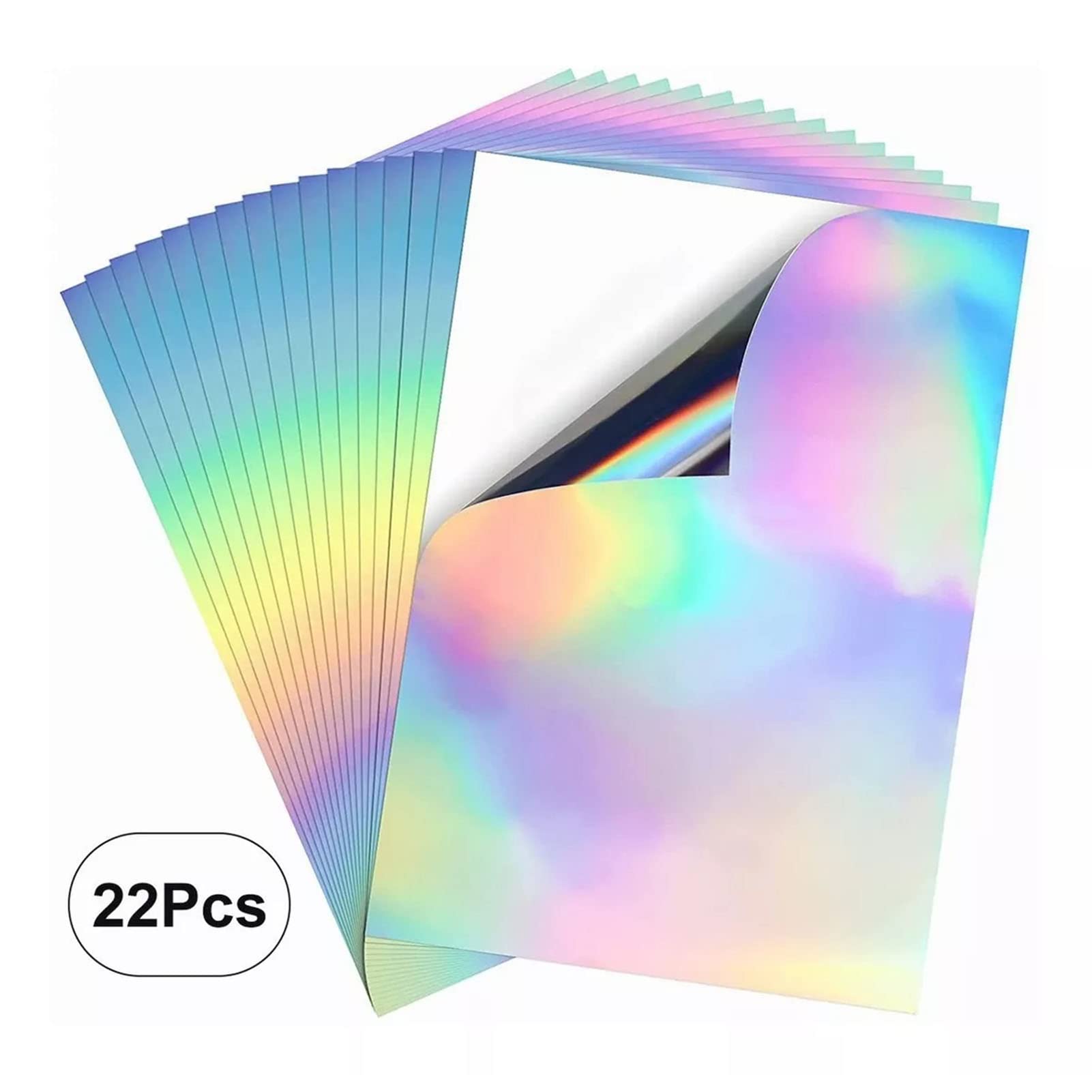 22 Sheets A4 Inkjet Adhesive Printing Paper Printable Holographic Sticker Paper Waterproof Dry Scratch Resistant Inkjet Laser Printer Holographic Stick Adhesive Paper