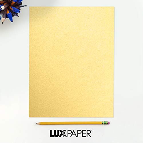 LUXPaper 8.5” x 11” Paper for Crafts and Printing in 80lb. Gold Metallic, Scrapbook and Office Supplies, 50 Pack (Gold)