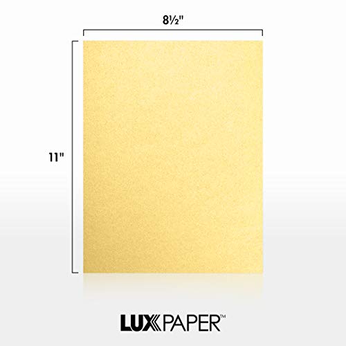 LUXPaper 8.5” x 11” Paper for Crafts and Printing in 80lb. Gold Metallic, Scrapbook and Office Supplies, 50 Pack (Gold)