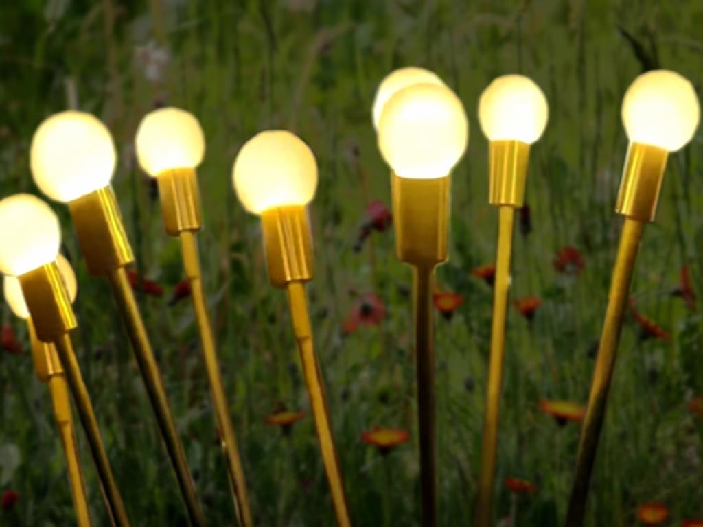 Phreewill Solar Garden Lights,Solar Swaying Light, Sway by Wind, Solar Outdoor Lights, Yard Patio Pathway Decoration, High Flexibility Iron Wire & Heavy Bulb Base, Warm White(4 Pack)