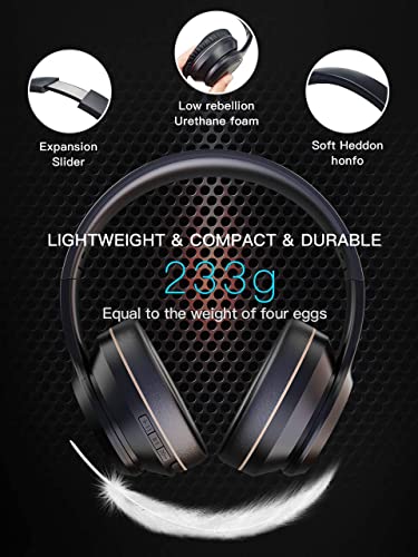 Tumwove Active Noise Cancelling Headphones Bluetooth Headphones Bluetooth 5.0 Wireless Over Ear Headset with Hi-Fi Deep Bass Low Latency Game Mode Quick Charge 80H Playtime with Mic for Travel Work