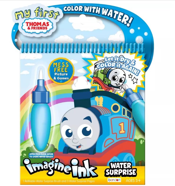 Water Painting Books Set for Toddlers Kids Ages 3-5 ~ 3 Pack No Mess Paint with Water Books with Water Surprise Brushes Thomas the Train, Mickey Mouse, Paw Patrol