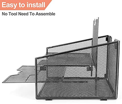 ProAid Paper Organizer Mesh Office Desktop Accessories Organizer, Desk File Organizer with 3 Paper Trays and 1 Vertical Upright Compartment, Black