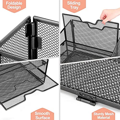 ProAid Paper Organizer Mesh Office Desktop Accessories Organizer, Desk File Organizer with 3 Paper Trays and 1 Vertical Upright Compartment, Black