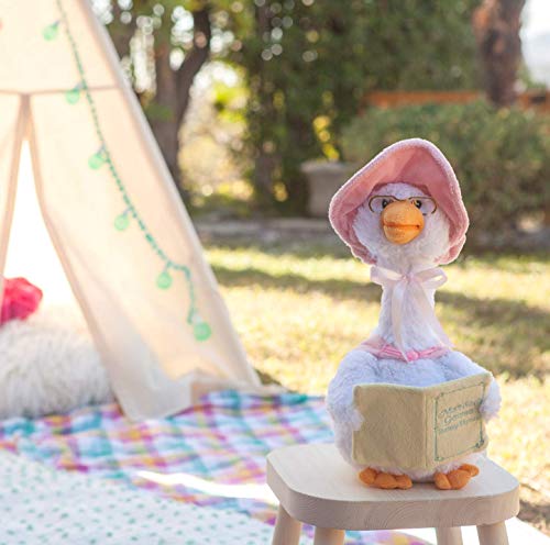 Cuddle Barn Mother Goose Animated Talking Musical Plush Toy, 14" Super Soft Cuddly Stuffed Animal Moves and Talks, Captivates Listeners by Reading 7 Classic Nursery Rhymes - Pink