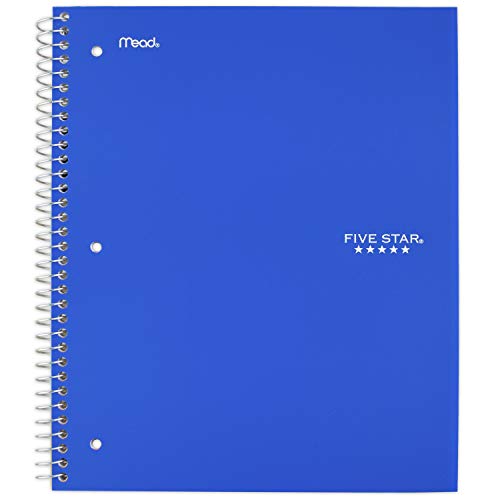 Five Star Spiral Notebook, 5-Subject, Wide Ruled Paper, 10-1/2" x 8", 150 Sheets, Tidewater Blue (930012CG1)