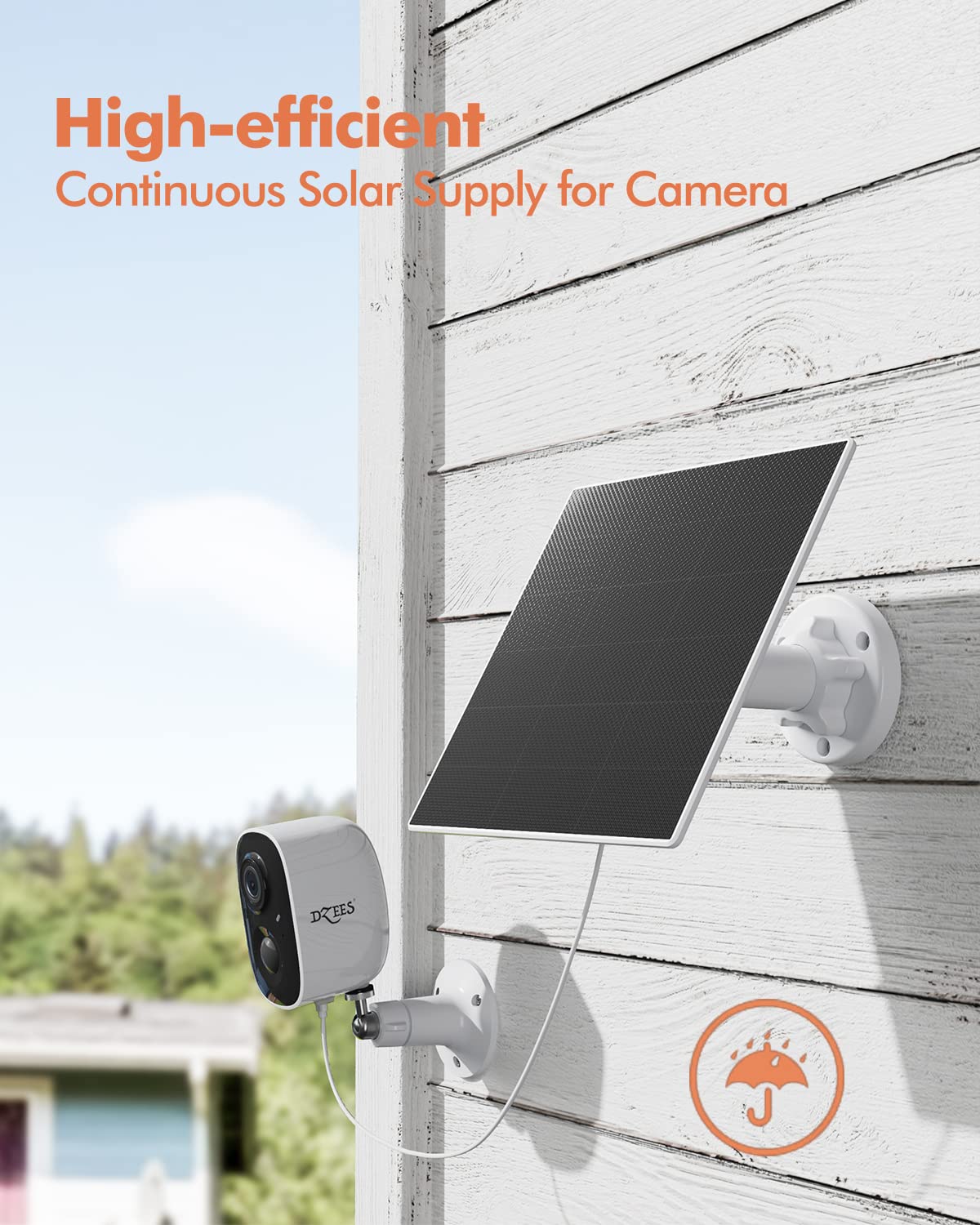 Dzees 5W Solar Panel for Wireless Outdoor Security Camera, Compatible with Rechargeable Battery Powered Camera, Continuous Solar Power for Camera, Waterproof, Reliable and Non-Stop Green Charging