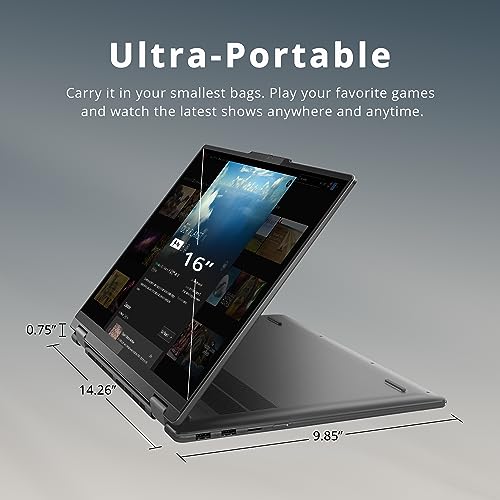 Lenovo Yoga 7i 16" WUXGA 2-in-1 Touchscreen Laptop, Intel Core i5-1335U, 8GB LPDDR5 RAM, 256GB SSD, Backlit Keyboard, Fingerprint Reader, Intel Iris Xe, FHD Webcam, Grey, Win 11, 32GB USB Card