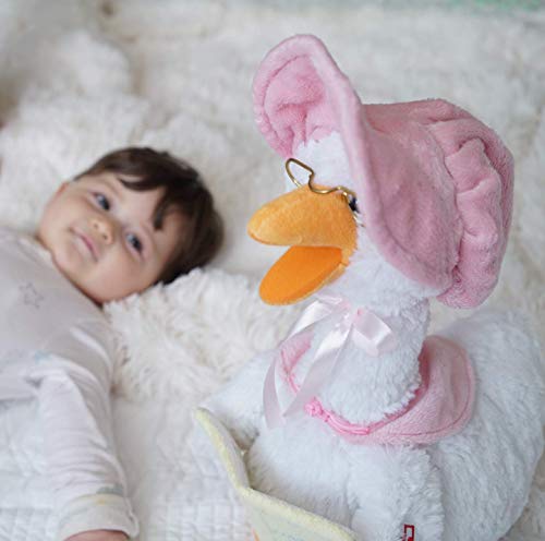 Cuddle Barn Mother Goose Animated Talking Musical Plush Toy, 14" Super Soft Cuddly Stuffed Animal Moves and Talks, Captivates Listeners by Reading 7 Classic Nursery Rhymes - Pink