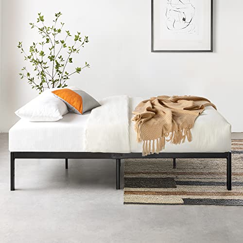 Mellow Rocky Base E 14" Platform Bed Heavy Duty Steel Black, w/ Patented Wide Steel Slats (No Box Spring Needed) - Twin