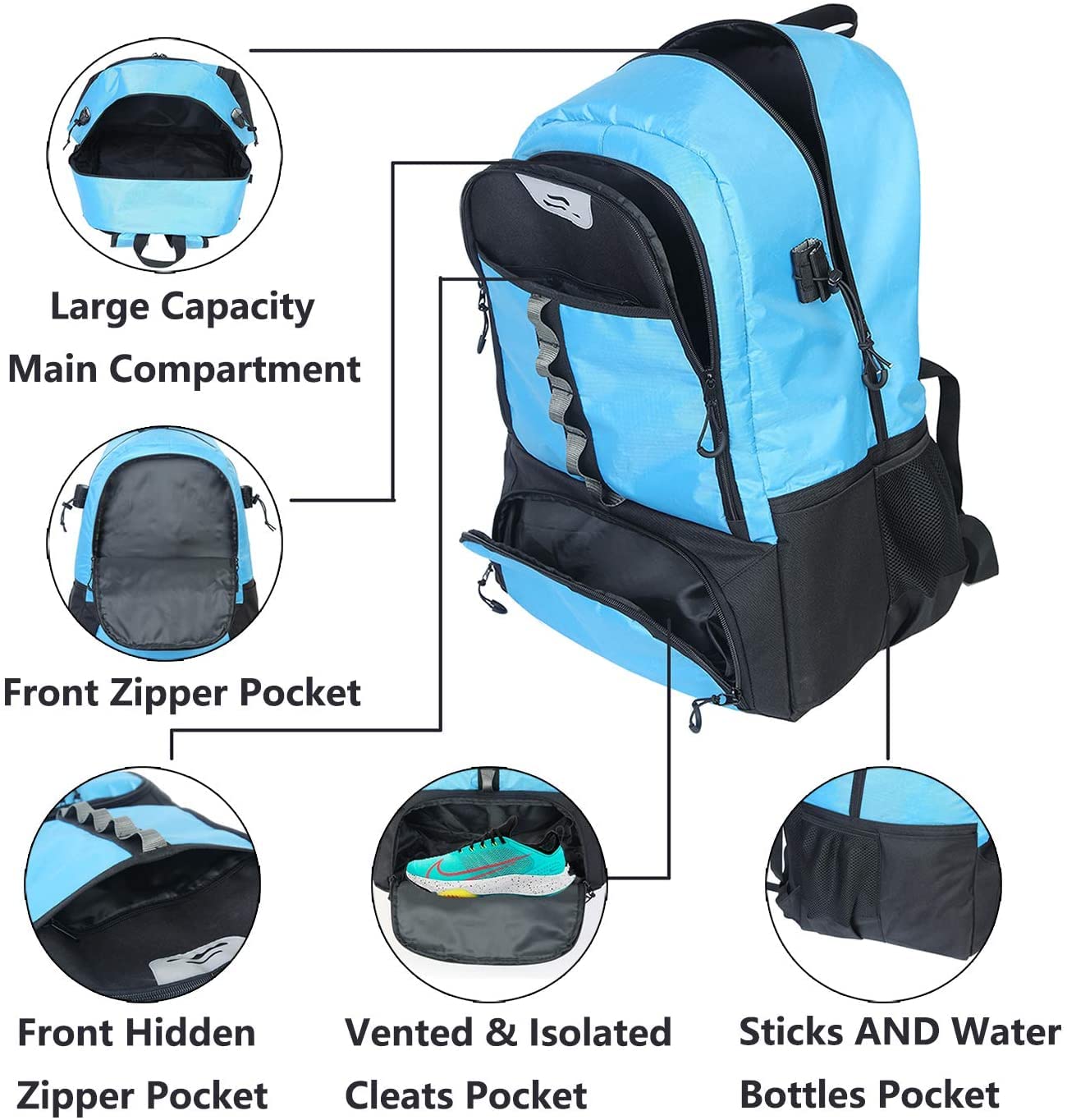 G GATRIAL Extra Large Lacrosse Bag Backpack-20/23 Inch Lacrosse Backpack Holds All Lacrosse or Field Hockey Equipment-Two Stick Holders and Separate Cleats Compartment