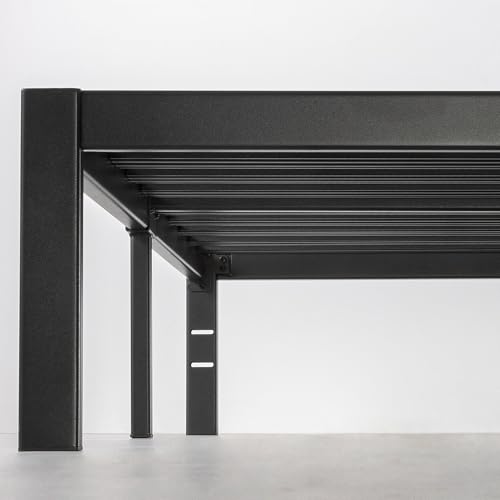 Mellow Rocky Base E 14" Platform Bed Heavy Duty Steel Black, w/ Patented Wide Steel Slats (No Box Spring Needed) - Twin