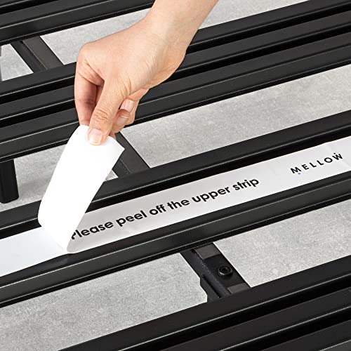 Mellow Rocky Base E 14" Platform Bed Heavy Duty Steel Black, w/ Patented Wide Steel Slats (No Box Spring Needed) - Twin