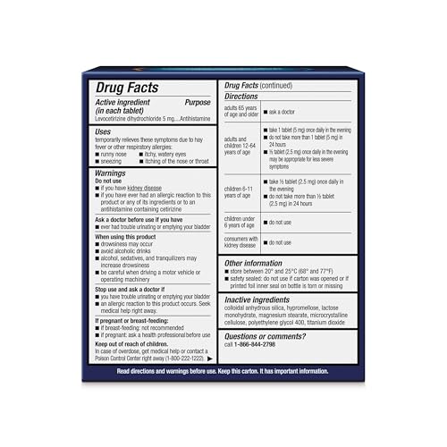 Xyzal Allergy Pills, 24-Hour Allergy Relief, 80-Count, Original Prescription Strength