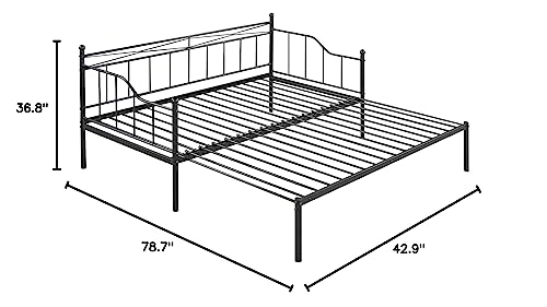 LostCat Twin Size Daybed Bed with Pop Up Trundle,Metal Bedframe with Safety Guardrails & Heavy Duty Steel Slat Support,for Kids Teens Adults.No Box Spring Needed,Black