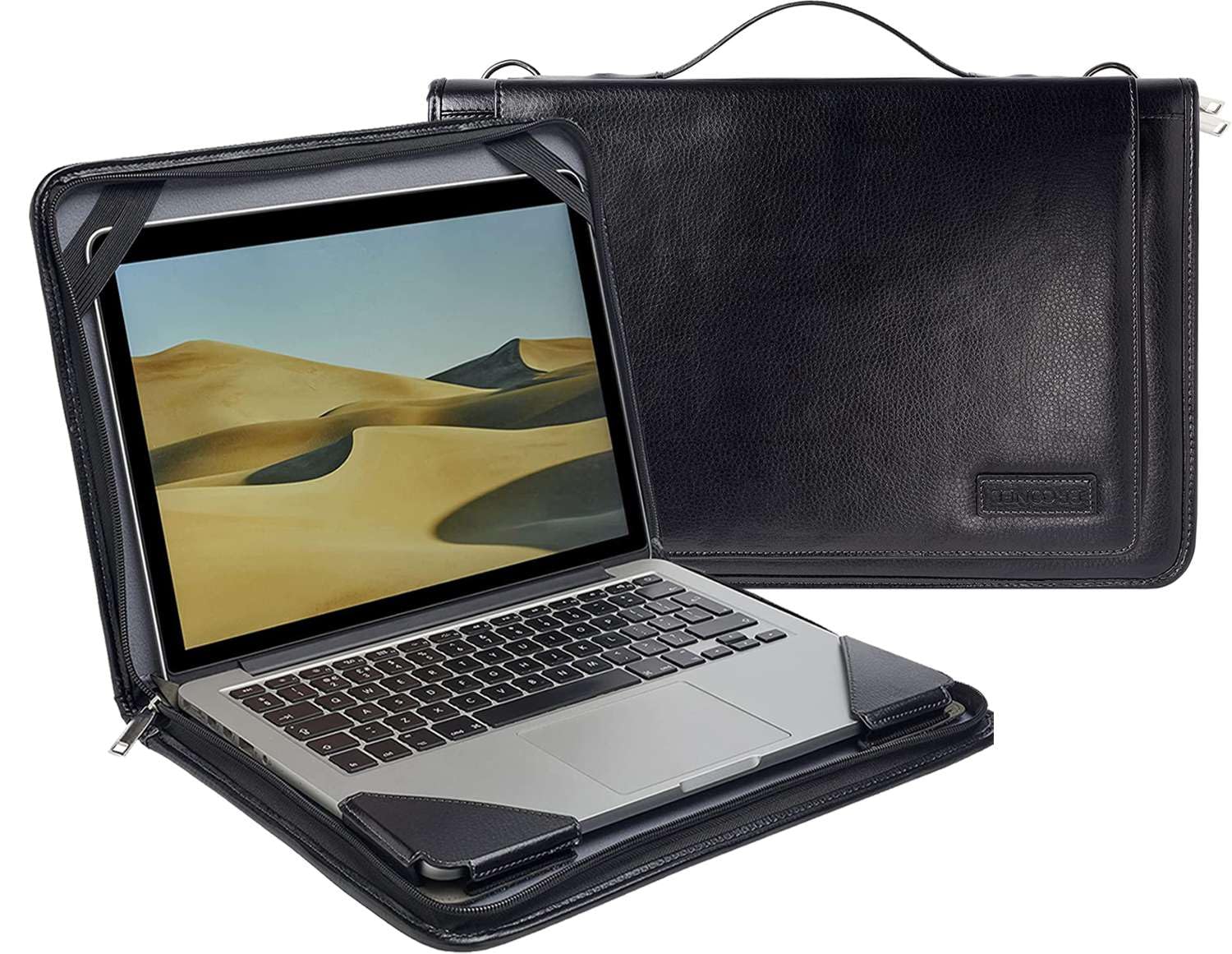Broonel Black Leather Laptop Messenger Case - Compatible with ASUS Vivobook 16X M1603QA 16.0 WUXGA Laptop