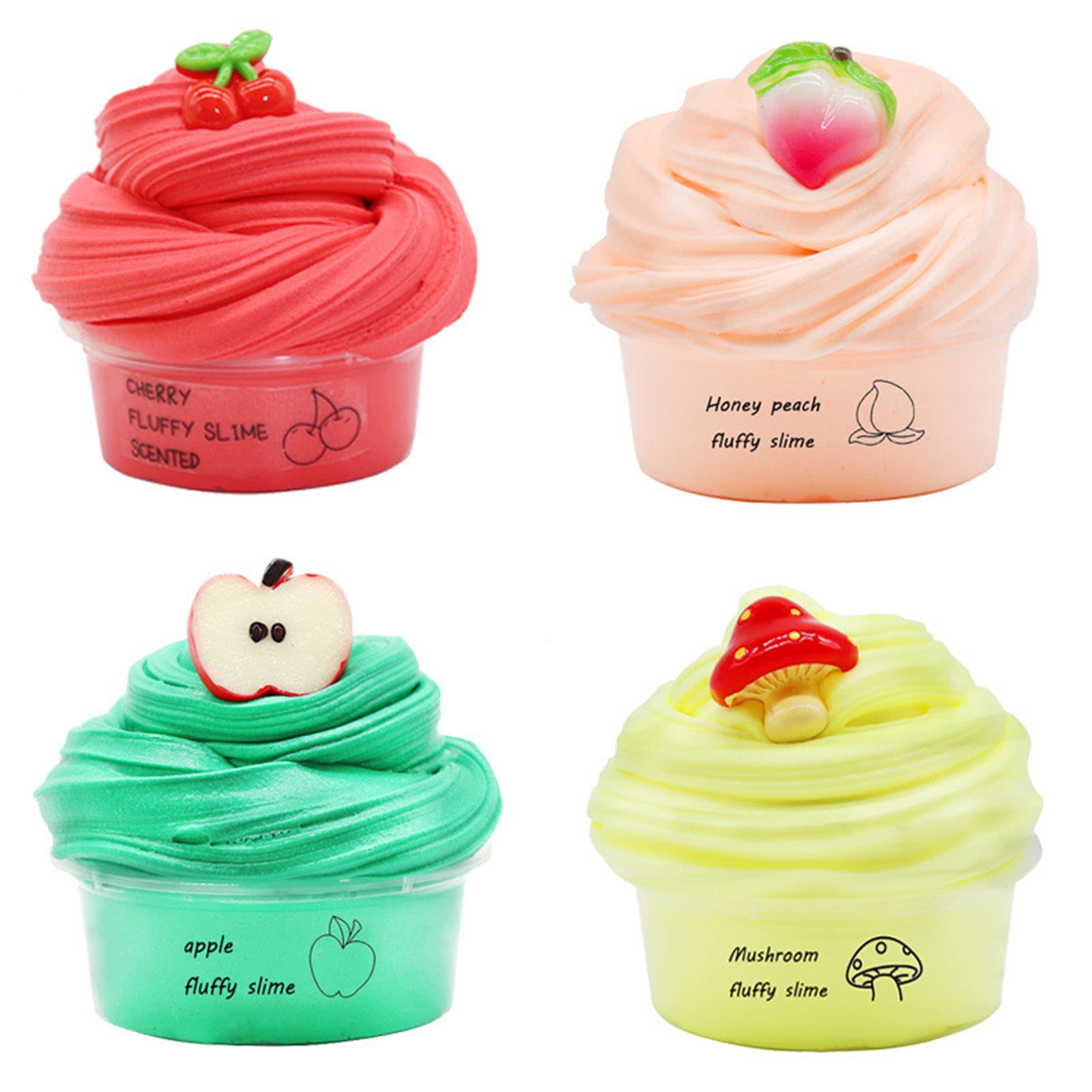 Mini Butter Slime Kit Scented Fruit Slime, Soft Non-Sticky Stress Relief Party Favor Putty Toy for Kids Teens (Green Leaves, 60ml)