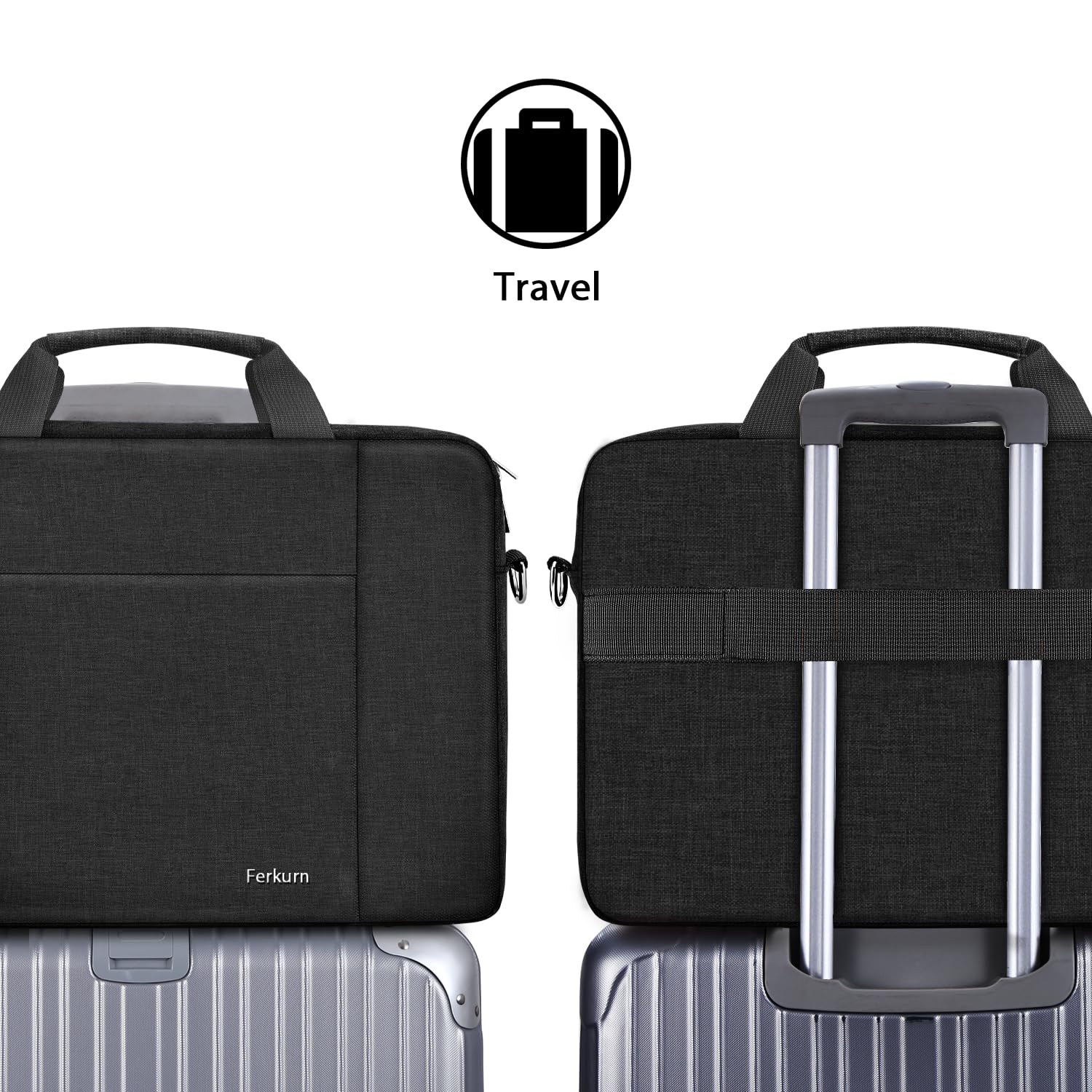 Ferkurn Laptop Bag Women Men Computer Bag Compatible with HP Envy Pavilion Omen/LG Gram/MSI/Dell Inspiron XPS/Lenovo/Acer, Shoulder Strap Carrying Briefcase Messenger Bag Case, Black, 14 Inch