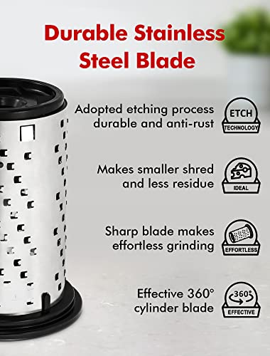 Rotary Cheese Grater, Handheld Cheese Grater for Kitchen, Dishwasher Safe Parmesan Cheese Grater with Stainless Steel Blade for Cheese, Nuts, Chocolate and More, Black