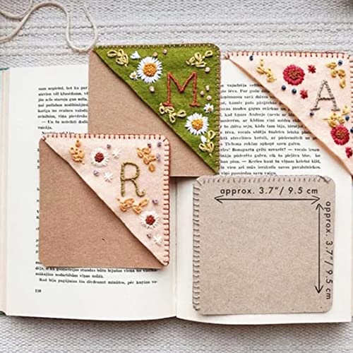 Personalized Hand Embroidered Corner Bookmarks, 26 Letter Felt Triangle Bookmarks, Book Corner Bookmarks, Bookmarks for Book Lovers (K, Summer)