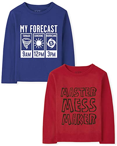 The Children's Place baby boys and Toddler Long Sleeve Graphic T- 2-pack T Shirt, Weather/Mess, 12-18 Months US