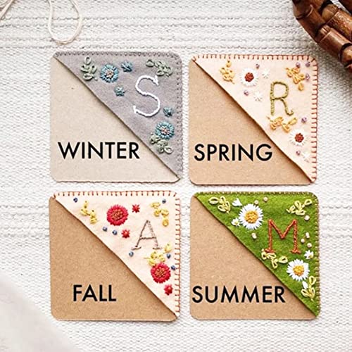 Personalized Hand Embroidered Corner Bookmarks, 26 Letter Felt Triangle Bookmarks, Book Corner Bookmarks, Bookmarks for Book Lovers (K, Summer)