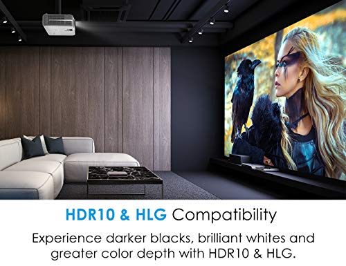 Optoma UHD52ALV Voice Assistant-Compatible DLP Projector for Lights-On Viewing, 3500 Lumen, 3840x2160