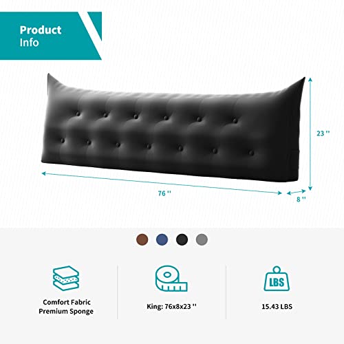 BALUS Headboard Wedge Pillow Reading, Backrest Pillows for Sitting in Bed, Long Sponge Pillows, Reading Bolster Pillow, Velvet Sectional Couch, Twin Bed Pillows, Sleep Wedge Pillow Black
