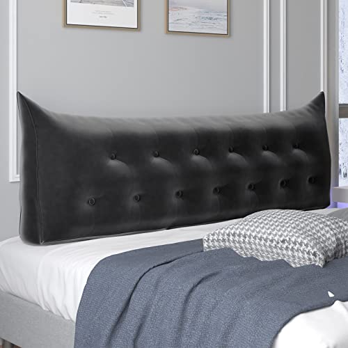 BALUS Headboard Wedge Pillow Reading, Backrest Pillows for Sitting in Bed, Long Sponge Pillows, Reading Bolster Pillow, Velvet Sectional Couch, Twin Bed Pillows, Sleep Wedge Pillow Black