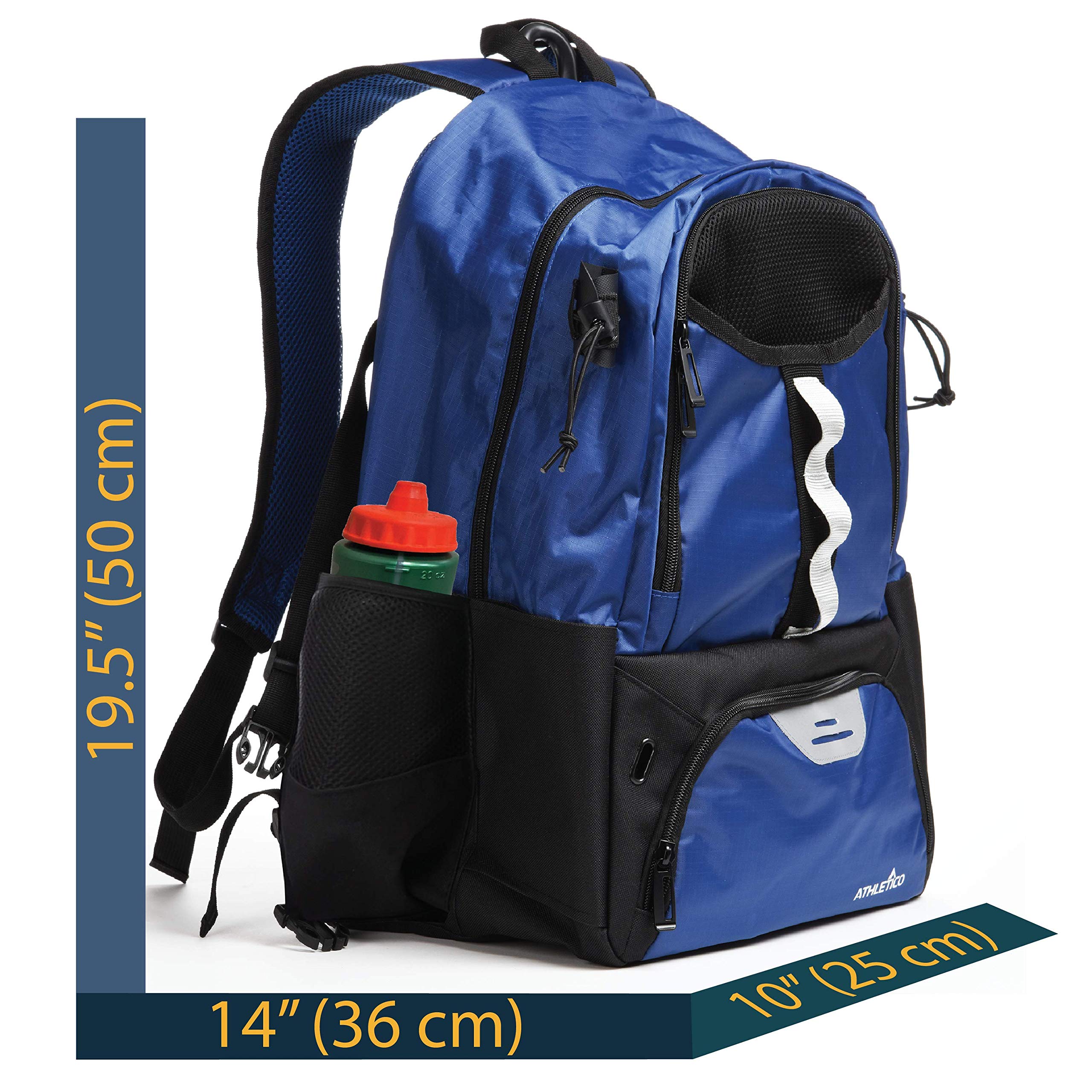 Athletico Turf Lacrosse Bag - Extra Large Lacrosse Backpack - Holds All Lacrosse or Field Hockey Equipment - Two Stick Holders and Separate Cleats Compartment (Blue)