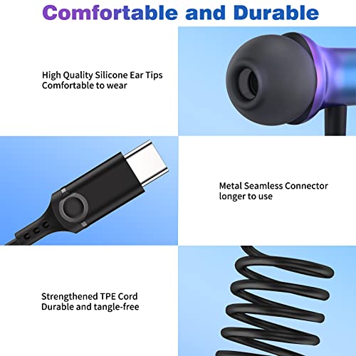 COOYA USB C Headphone Type C Wired Earbuds for iPad Pro Mini 6 Magnetic Noise Isolation in-Ear Headsets with Microphone for Samsung Galaxy S23 S22 Ultra S21 S20 Flip Fold 4 A53 Pixel 7 6 Oneplus 10 9