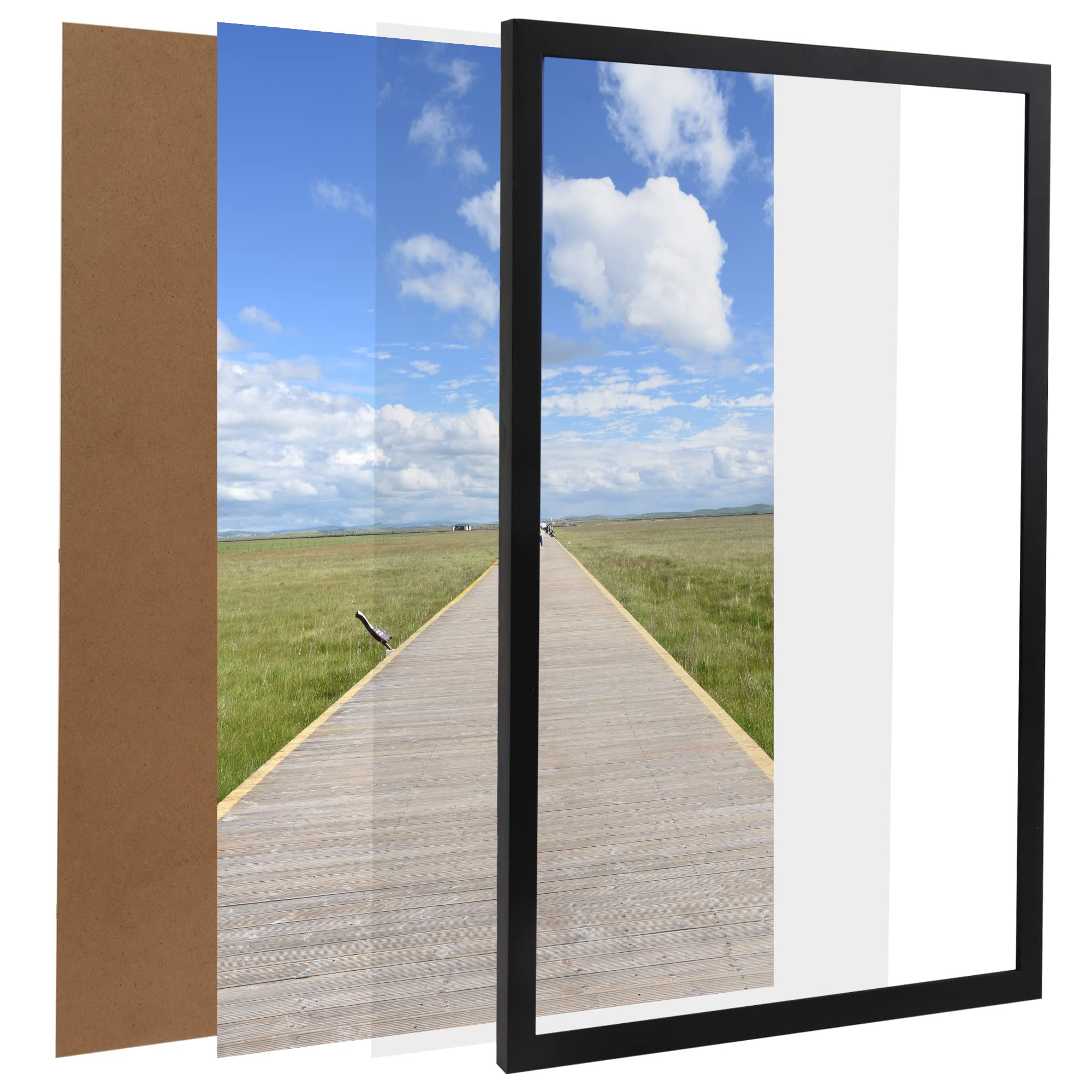 Aynoo 18x24 Poster Frame Black, Display Posters 18x24 Wooden Picture Frames, Wall Gallery Collage Frames,Wood,1Pack